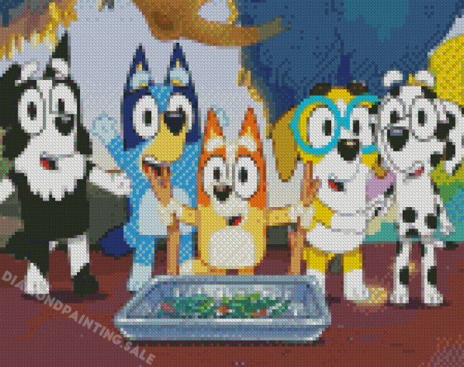 Bluey Characters - 5D Diamond Painting - DiamodPainting.Sale