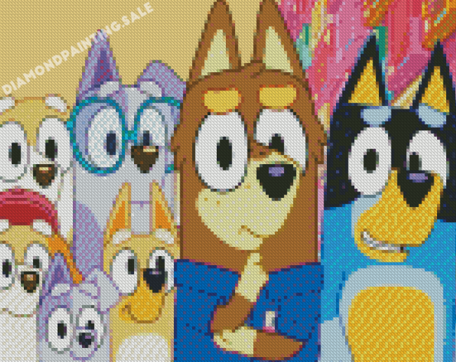 Aesthetic Bluey Characters - 5D Diamond Painting - DiamodPainting.Sale
