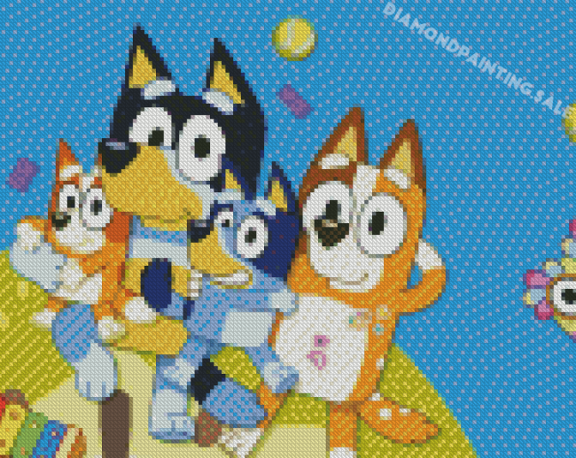 Aesthetic Bluey Family - 5D Diamond Painting - DiamodPainting.Sale
